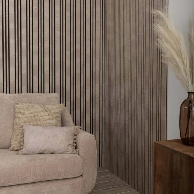 Trepanel Design® Multi-Width Beige Beech on Black Felt Acoustic Wood ...