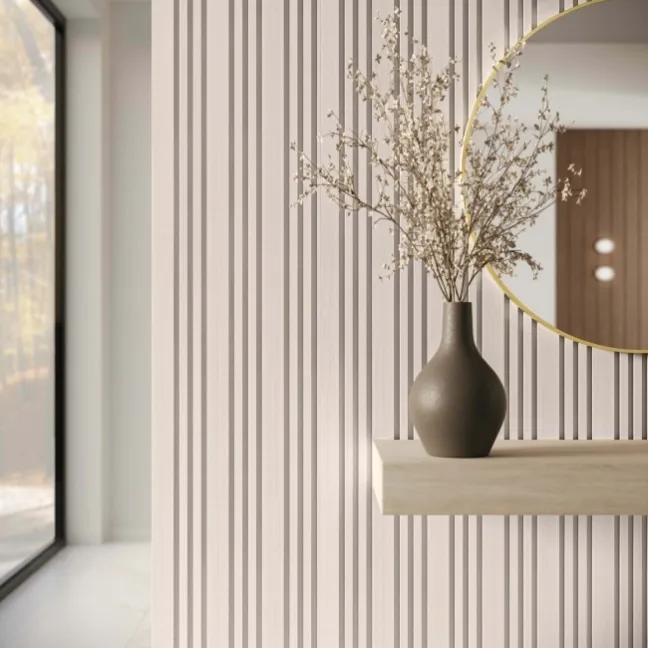 Trepanel Design® Light Oak on Antique White Felt Multi Width Acoustic ...