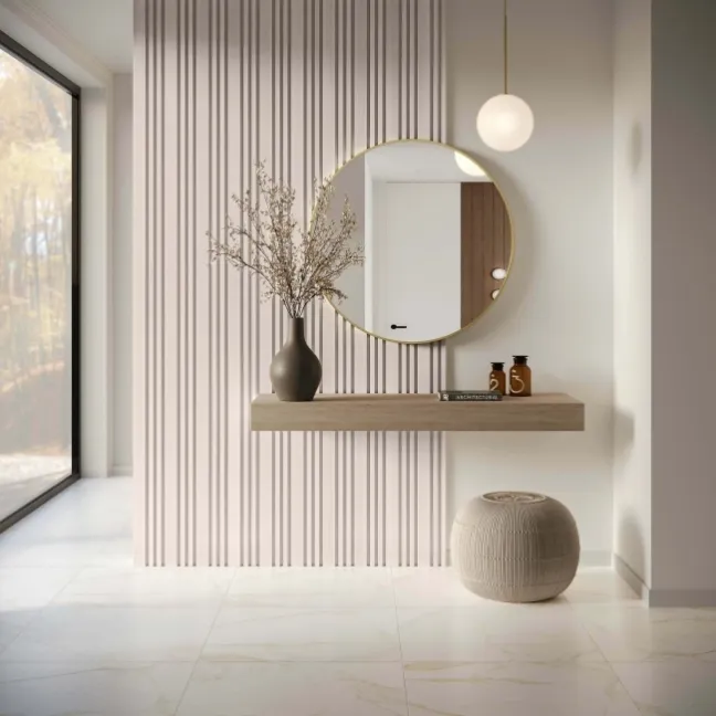 Trepanel Design® Light Oak on Antique White Felt Multi Width Acoustic ...