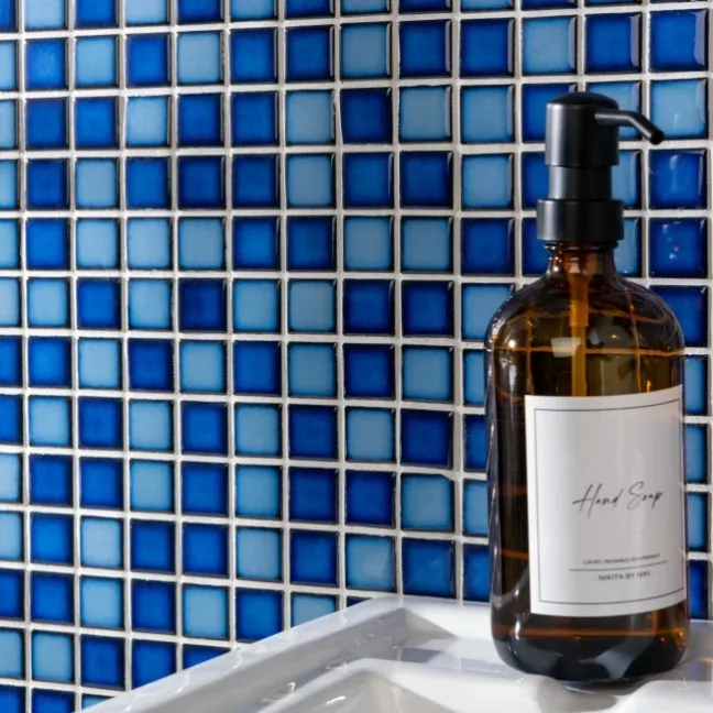 Pixel Ocean Dark Blue Blend 243 25x25 Mosaic Tiles | Walls & Floors