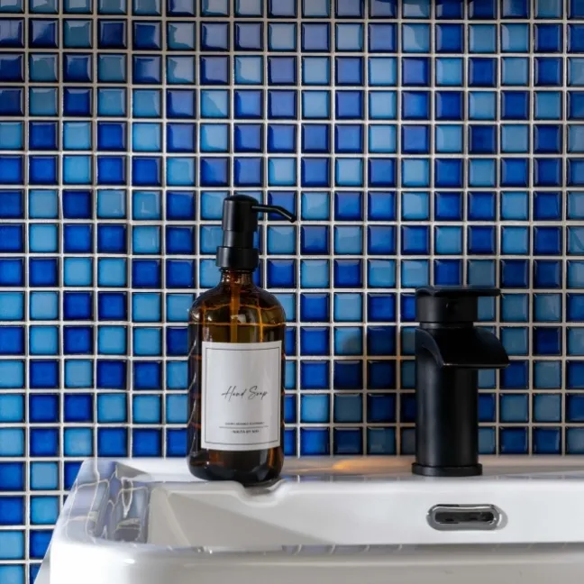 Pixel Ocean Dark Blue Blend 243 25x25 Mosaic Tiles | Walls & Floors