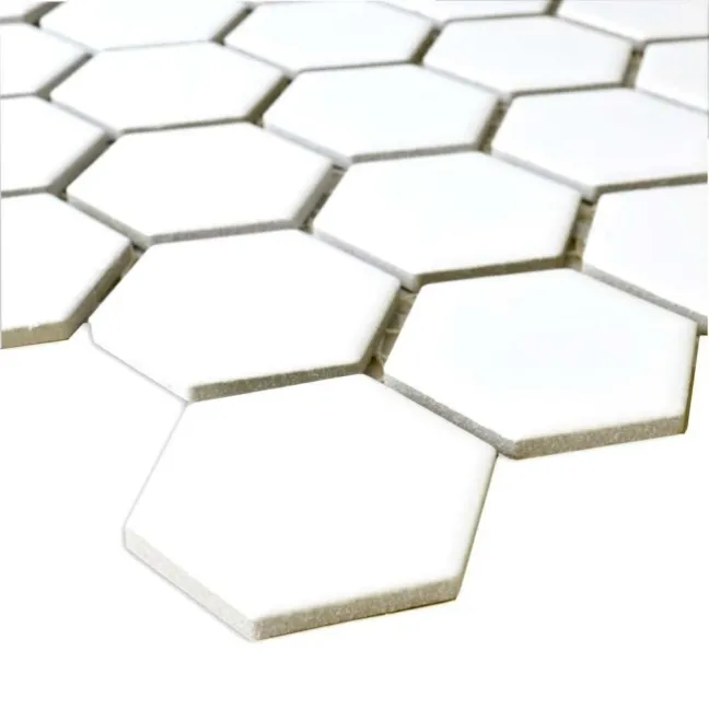 Pixel White Hexagon Gloss 50x50 Mosaic Tiles | Walls and Floors