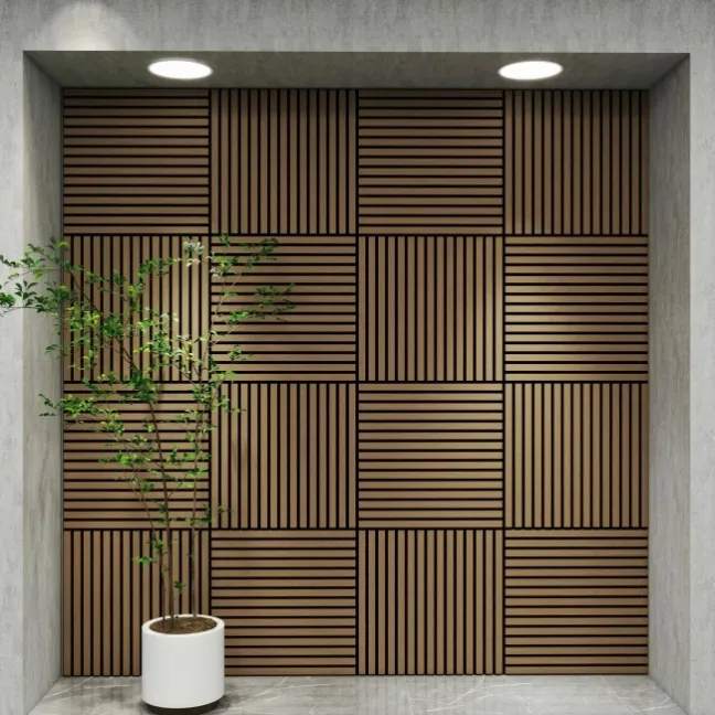 Trepanel® Smoked Oak Square Acoustic Wood Slat Panels | Walls & Floors