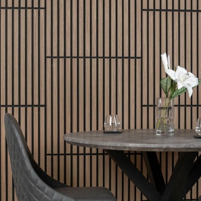 Trepanel® Smoked Oak Square Acoustic Wood Slat Panels | Walls & Floors