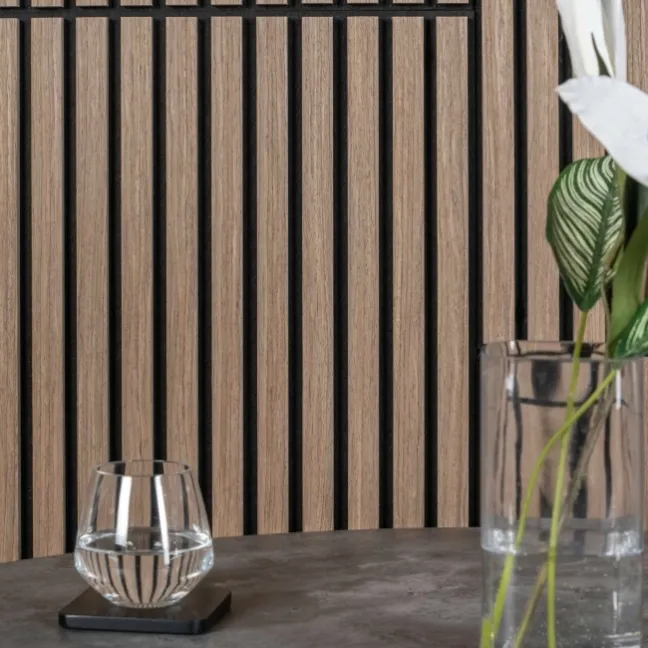 Trepanel® Smoked Oak Square Acoustic Wood Slat Panels | Walls & Floors