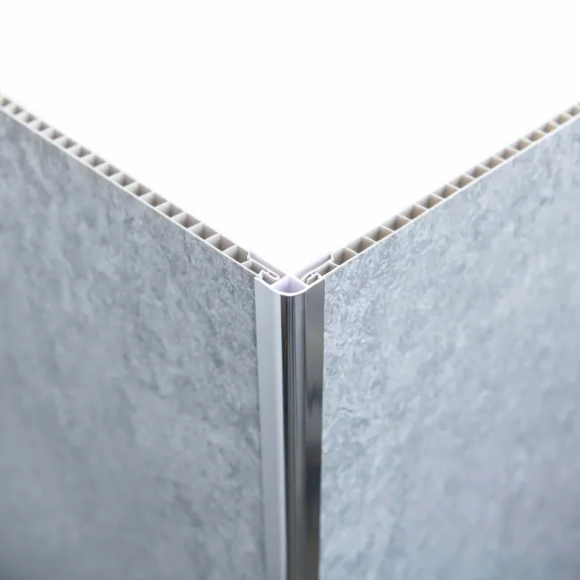 Trepanel Aqua® Shower Panel PVC External Corner Joint Silver | Walls & Floors