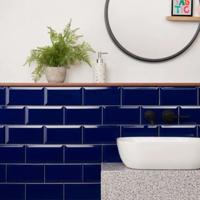 Metro Manor House Blue Gloss 200x100 Tiles | Walls and Floors