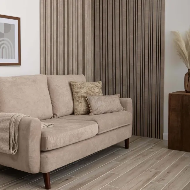 Trepanel Design® Multi-Width Beige Beech on Black Felt Acoustic Wood ...