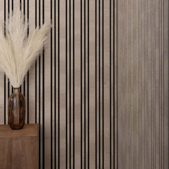 Trepanel Design® Multi-Width Beige Beech on Black Felt Acoustic Wood ...