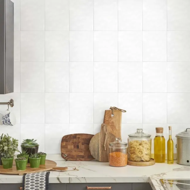 Crystal White Gloss Bumpy 250x200 Ceramic Wall Tiles | Walls & Floors