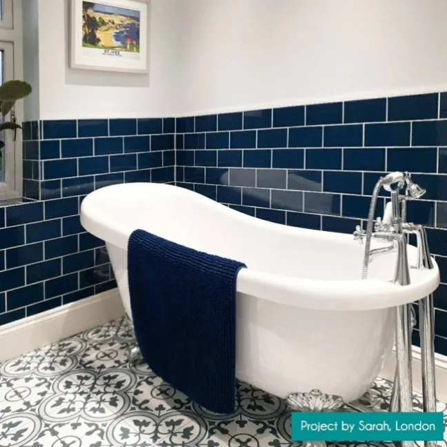 Manor House Gloss Blue Flat Metro Tiles | Walls and Floors