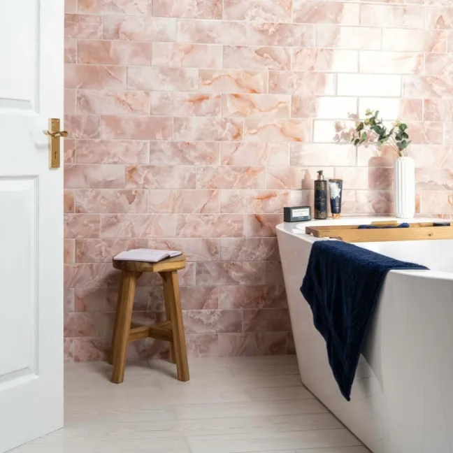 Passion Onyx Blush Pink Marble Wall Tiles | Walls and Floors