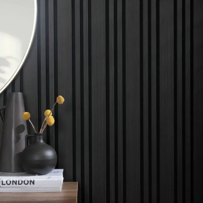 Trepanel Design® Multi-Width Noir Black Acoustic Wood Slat Wall Panels ...