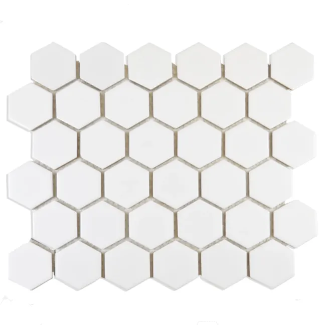 Pixel White Hexagon Gloss 50x50 Mosaic Tiles | Walls and Floors