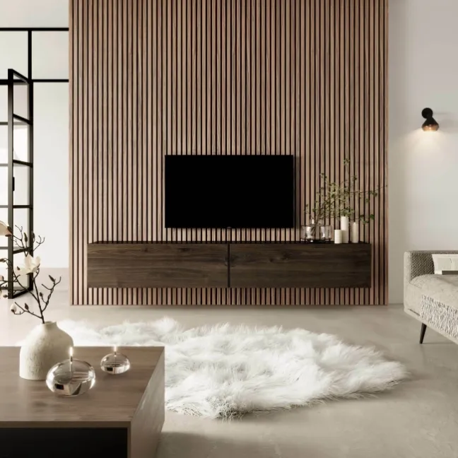 Trepanel® Autumn Brown Acoustic Wood Slat Panels | Walls & Floors