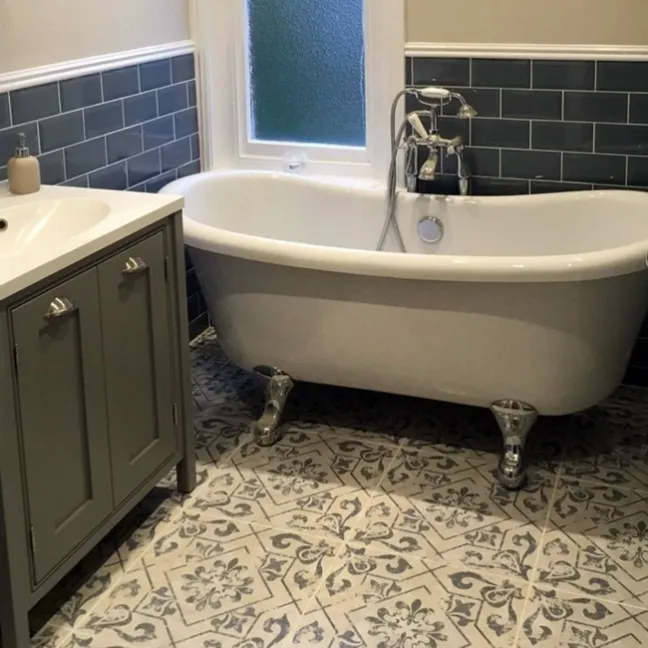 Harran Antique Vintage Blue Pattern Floor Tiles