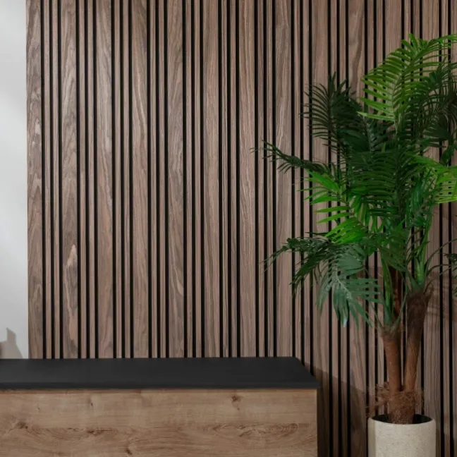 Trepanel Design® Multi-Width Autumn Brown on Black Felt Acoustic Wood ...