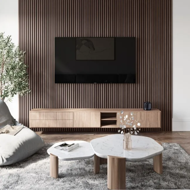 Trepanel® Walnut Brown Acoustic Wood Slat Panels | Walls & Floors