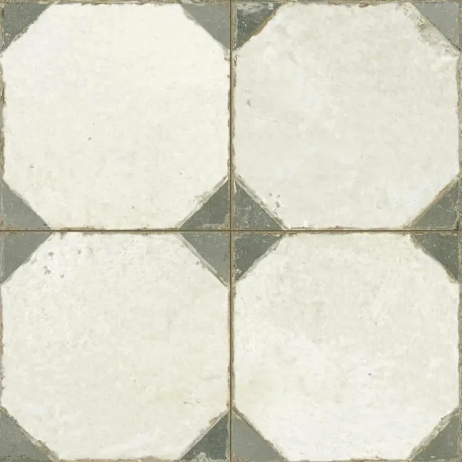 Octagon Effect Olive Green Matt Vintage Pattern Wall and Floor Tiles ...