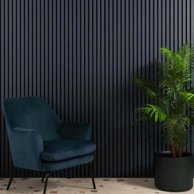 Trepanel Design® Double Denim Blue on Blue Felt Acoustic Wood Slat Wall ...