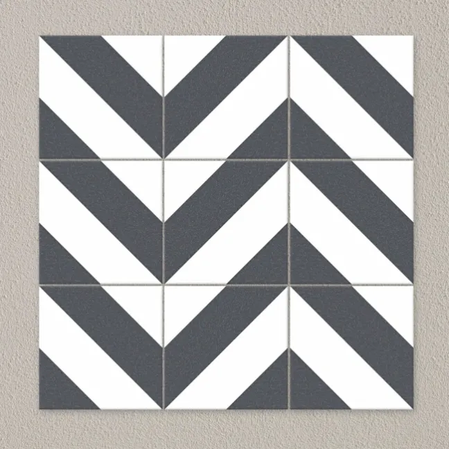 Zebra Black and White Patterned Matt Striped 223x223 Tiles | Walls & Floors