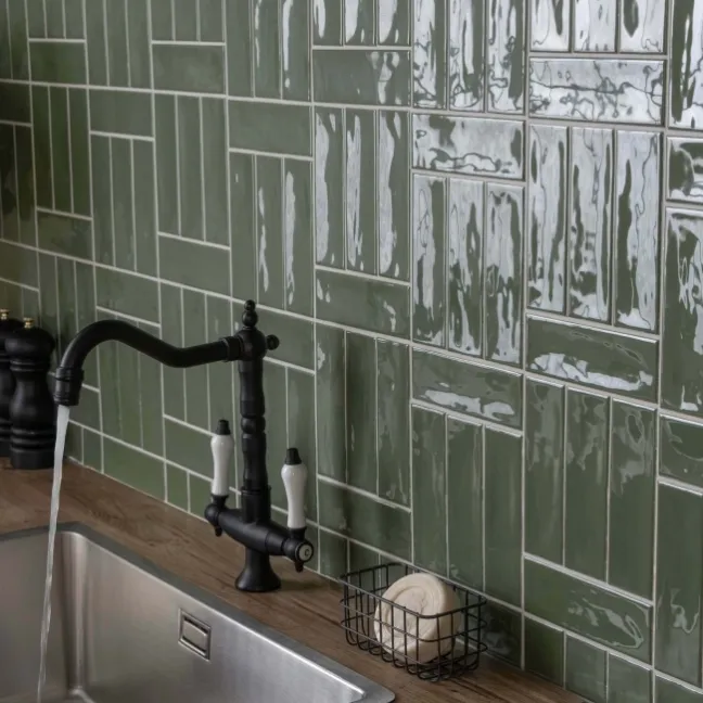 Hamlet Green Gloss Brick Tiles | Walls and Floors