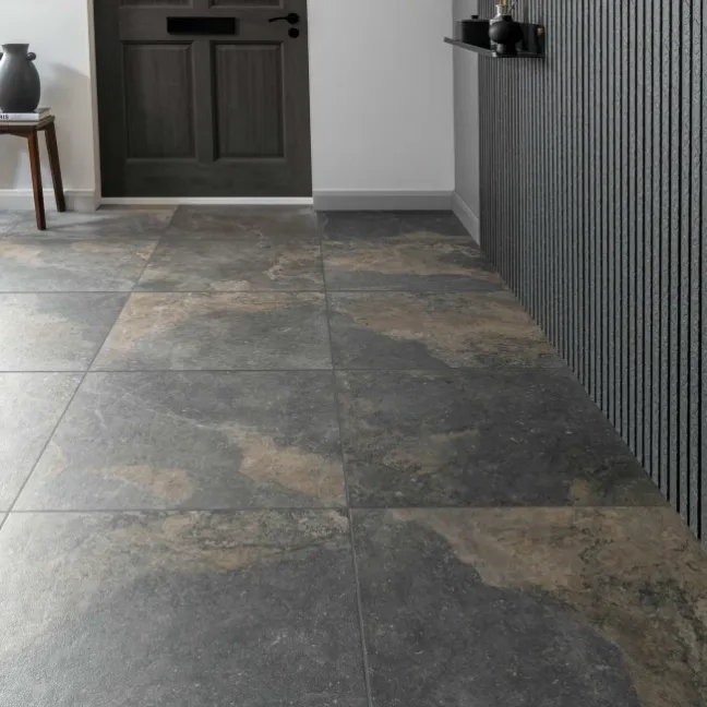 Jai Rustic Natural Black Slate Effect Tiles 600x600 | Walls & Floors