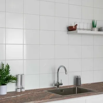Crystal White Gloss Ceramic Wall Tile 400x250 | Walls & Floors