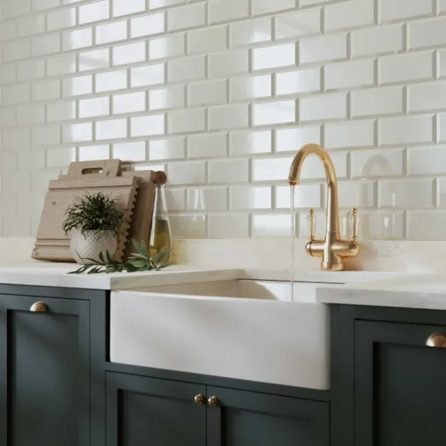 Victoria Gloss Cream Mini Metro Tiles | Walls and Floors