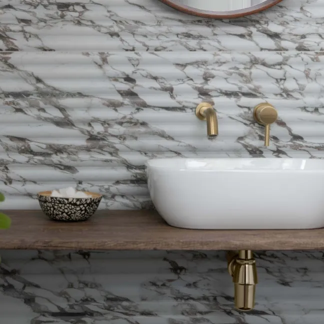 Indulgence White Calacatta Viola Fluted Decor Wall Tiles | Walls & Floors