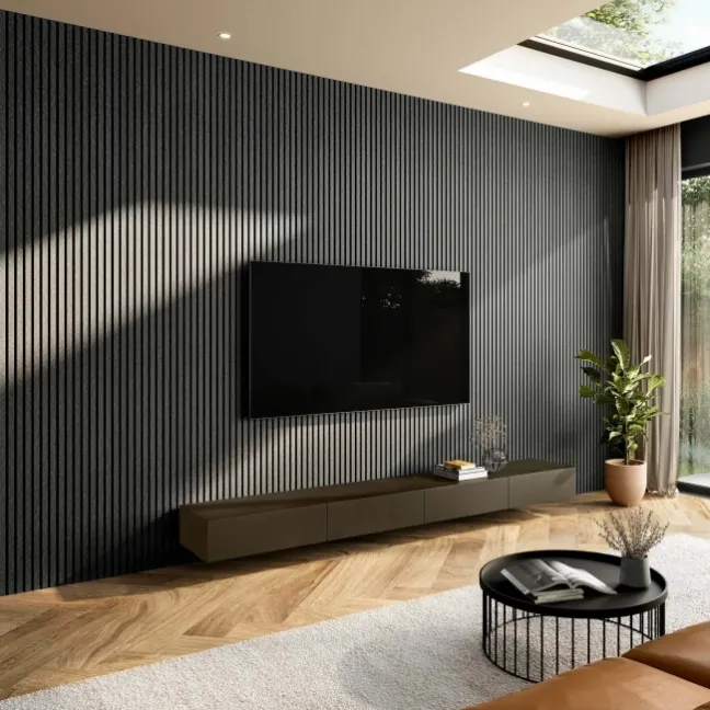 Trepanel Design Grey Slate on Black Felt Acoustic Panels
