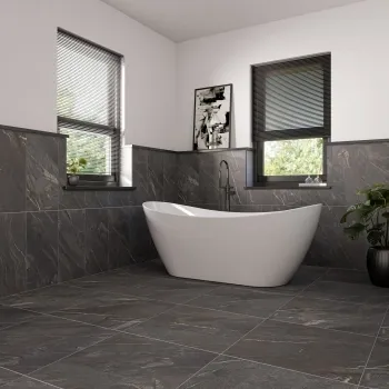 Devoke Dark Grey Matt Stone Effect Tiles for Floors