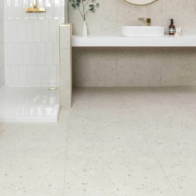 Flecks Matt Light Grey Terrazzo Effect Wall and Floor Tiles | Walls ...