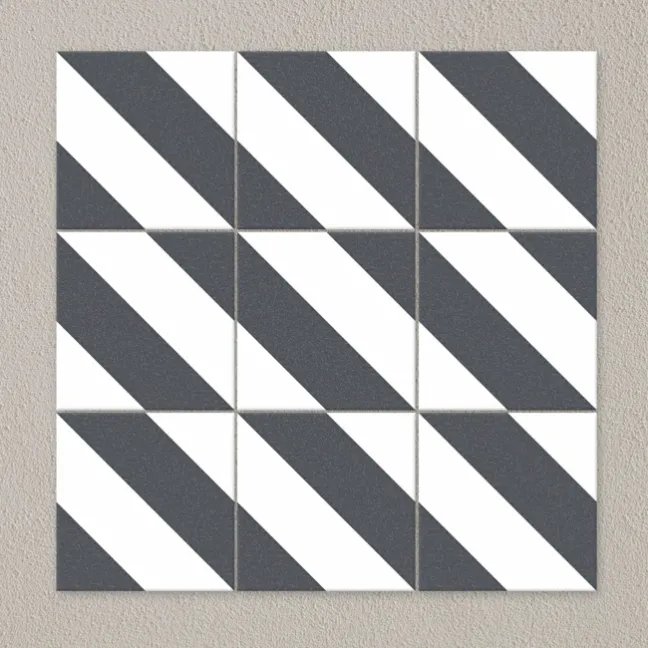 Zebra Black and White Patterned Matt Striped 223x223 Tiles | Walls & Floors