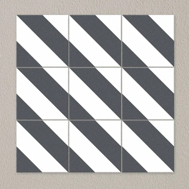 Zebra Black and White Patterned Matt Striped 223x223 Tiles | Walls & Floors