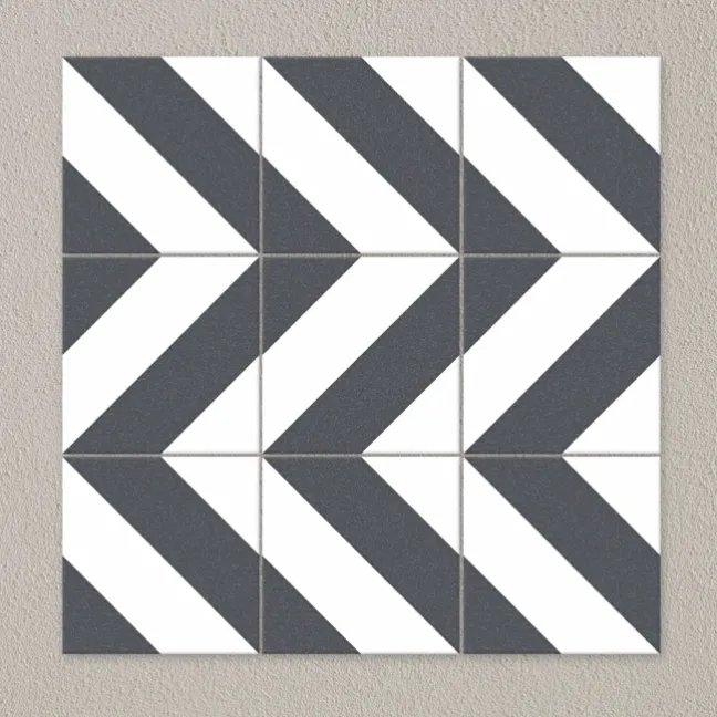 Zebra Black and White Patterned Matt Striped 223x223 Tiles | Walls & Floors