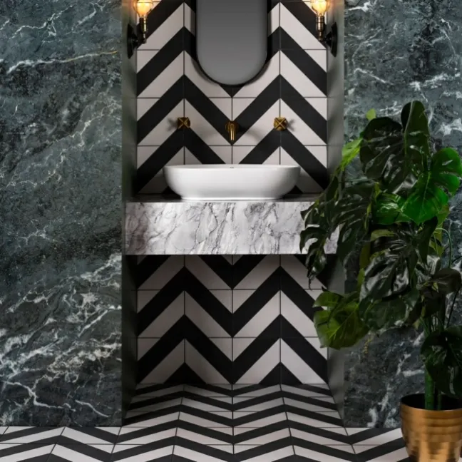 Zebra Black and White Patterned Matt Striped 223x223 Tiles | Walls & Floors