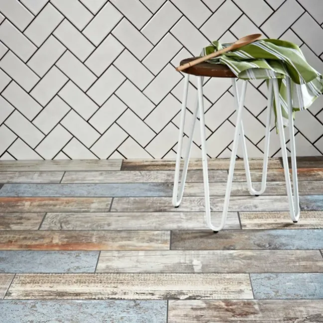 Rustic Blue Reclaimed Wood Effect Porcelain Floor Tiles | Walls & Floors