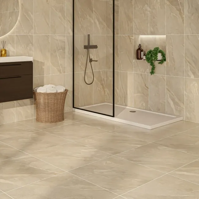 Devoke Beige Matt Stone Effect Tiles for Floors