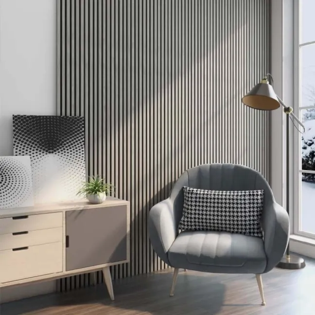 Trepanel® Ash Grey Acoustic Wood Slat Panels | Walls & Floors