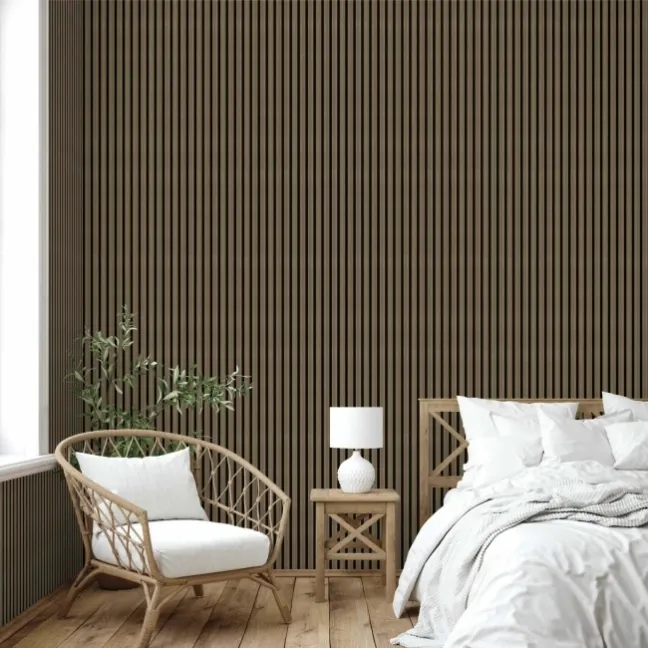 Trepanel® Chevron Hessian Beige Acoustic Wood Slat Panels | Walls & Floors