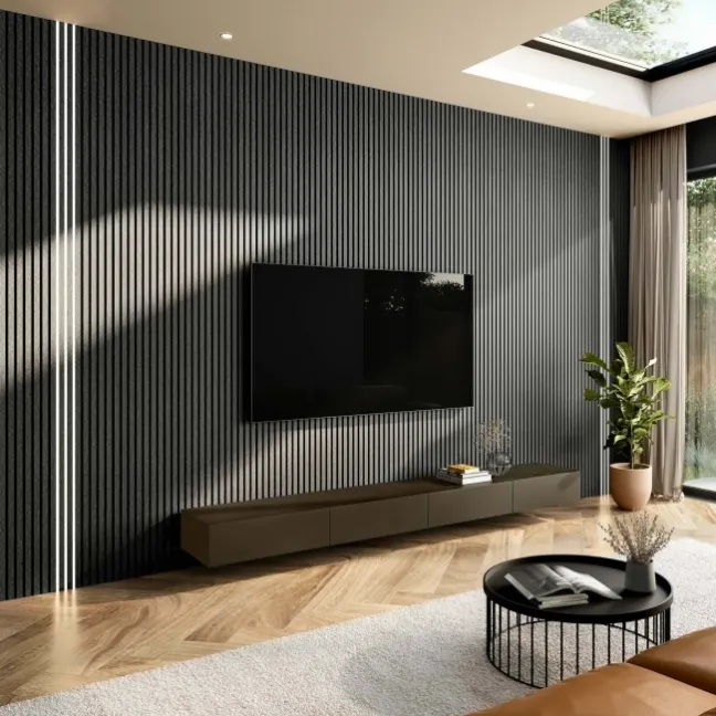 Trepanel Design Grey Slate on Black Felt Acoustic Panels