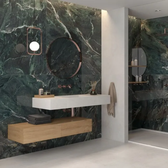 Deluxe Green Polished Marble Effect Wall and Floor Tile | Walls & Floors
