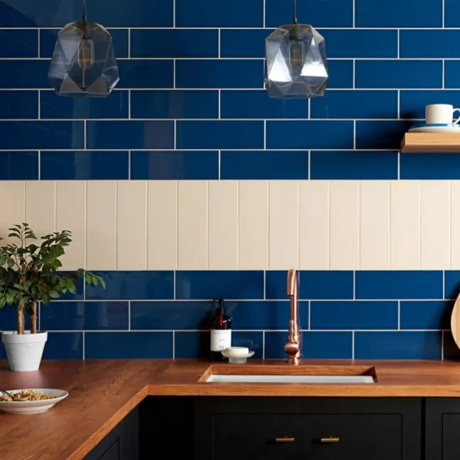 Rhian 30x10 Marino Blue Gloss Tiles | Walls and Floors