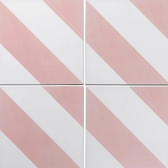 Zebra Pink and White Matt Striped Wall and Floor Tiles | Walls & Floors