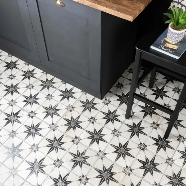 Cinders® Lux Star Noir Layer Tech Pattern Tile | Walls and Floors