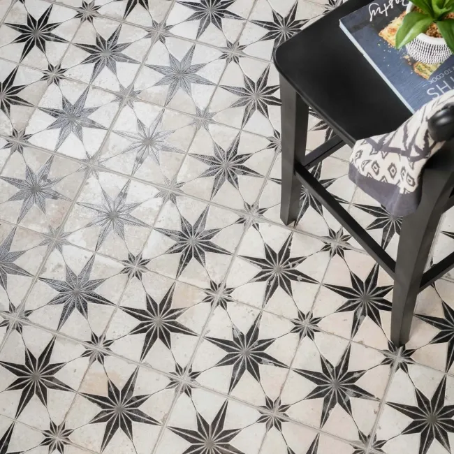 Cinders® Lux Star Noir Layer Tech Pattern Tile | Walls and Floors
