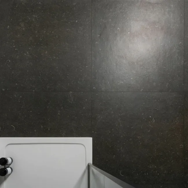 Ghent Black Matt Stone Effect 80x80 Wall and Floor Tiles | Walls & Floors