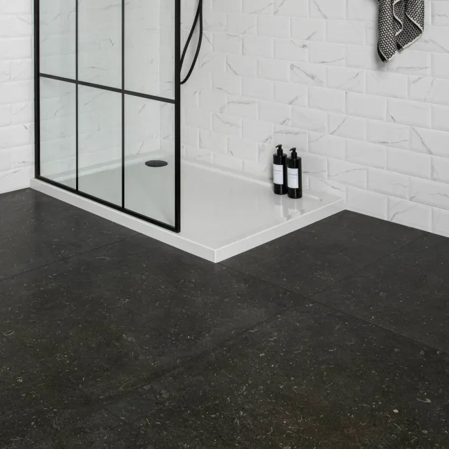 Ghent Black Matt Stone Effect 80x80 Wall and Floor Tiles | Walls & Floors