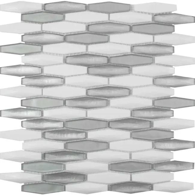 Lozenga Silver Luxe Mosaic Tiles | Walls and Floors
